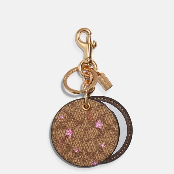 Coach | Bags | Coach Mirror Bag Charm In Signature Canvas With Disco ...